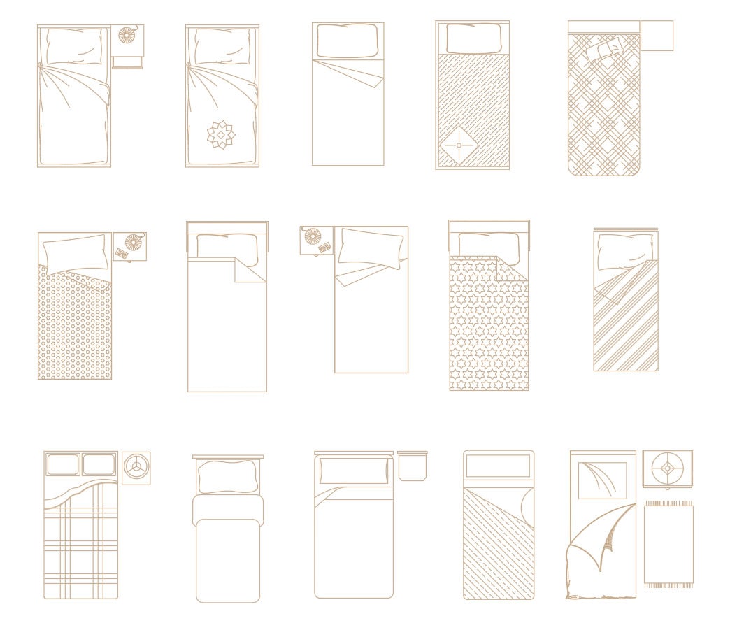 Autocad Fixtures Bed Furnitures CAD Blocks, Dwg: Beds, Chairs,