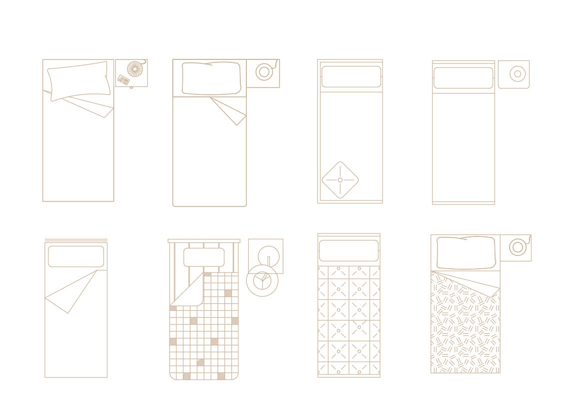 Premium Autocad Furniture Library: 60 Plan Bed Blocks (singles and ...