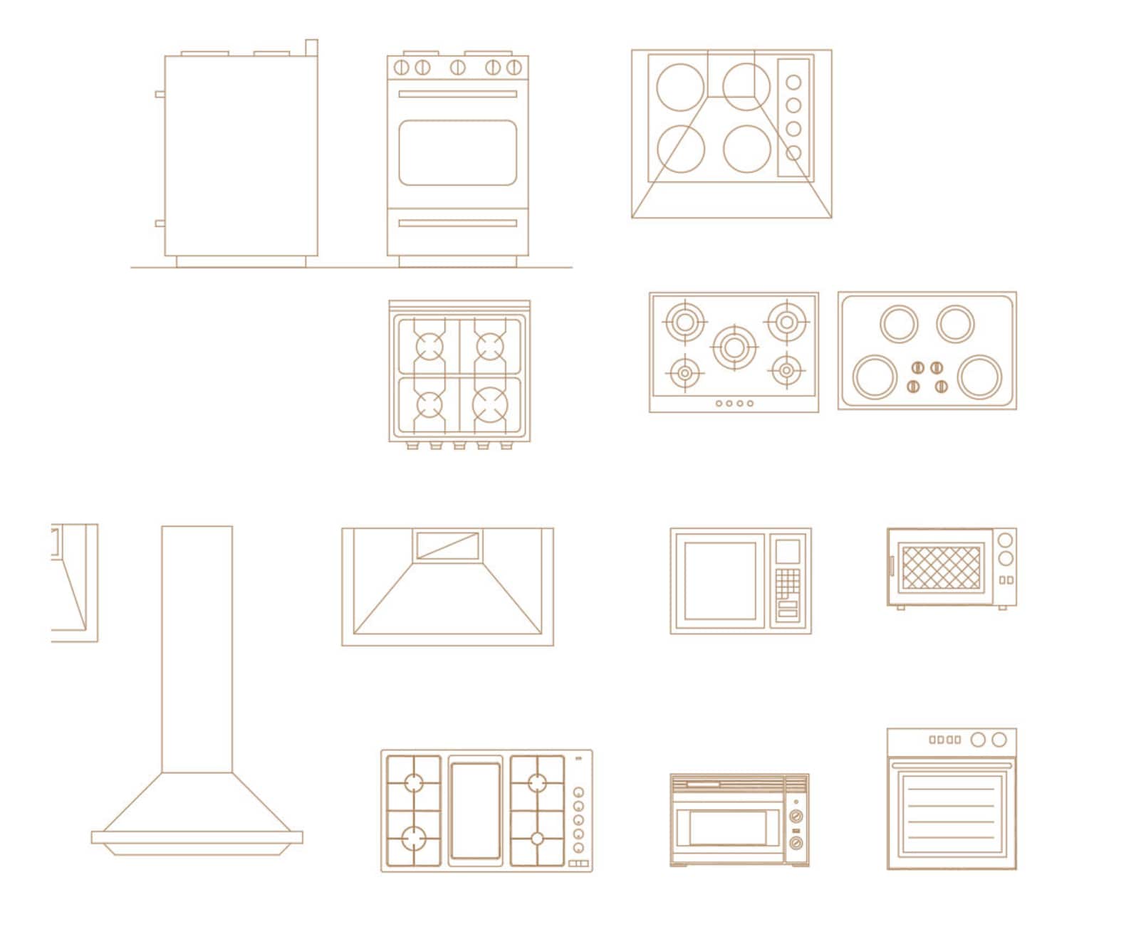 Premium Autocad Kitchen Furniture Library: 40 Design Blocks - Etsy