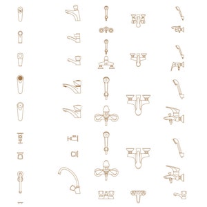 Autocad, DWG - 2D View and Plan - Bath Accessories Set 4 - Faucets - Etsy