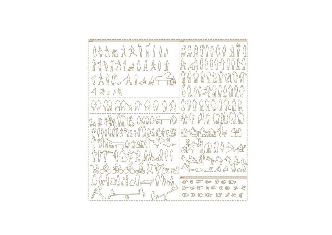 Autocad, DWG - 2D View and Plan People, Made Blocks - Etsy