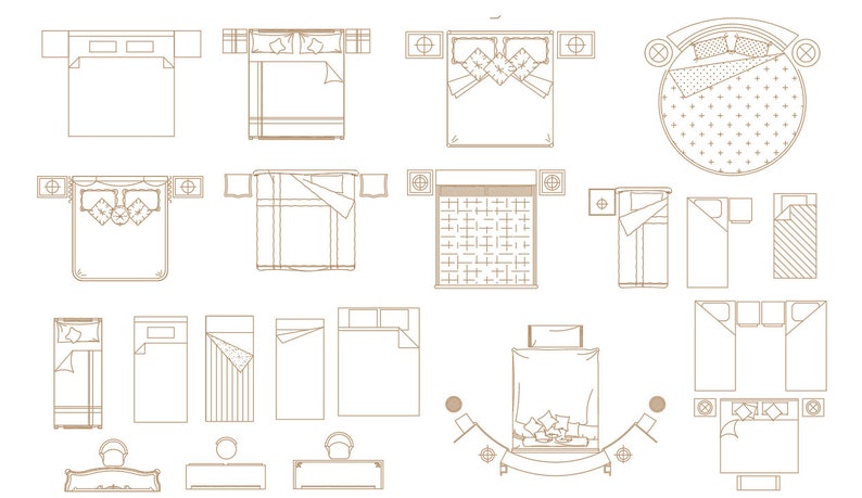 Mega Premium Autocad Furniture Library: 200 Complete Bedroom Furniture ...