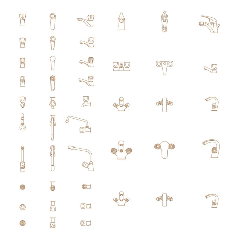 Autocad, DWG - 2D View and Plan - Bath Accessories Set 4 - Faucets - Etsy