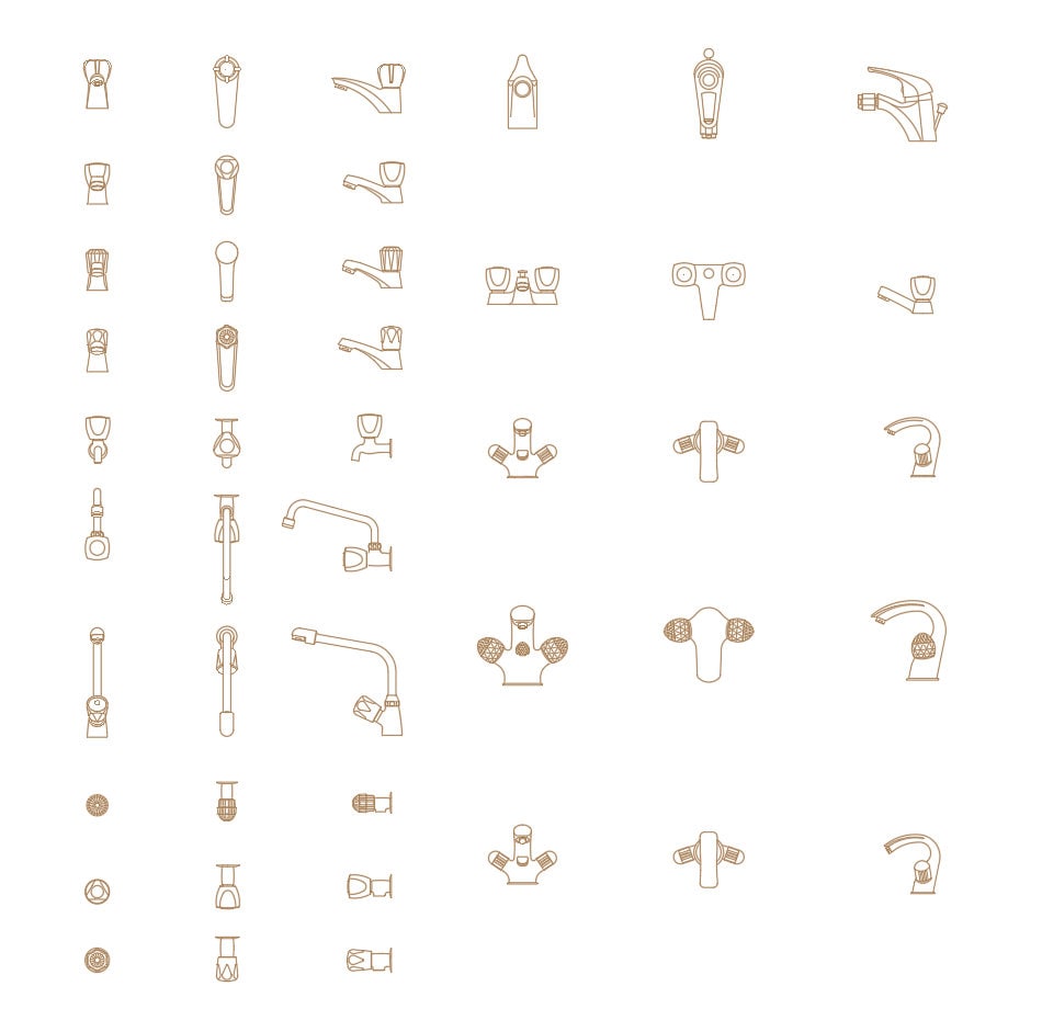 Autocad, DWG - 2D View and Plan - Bath Accessories Set 4 - Faucets - Etsy