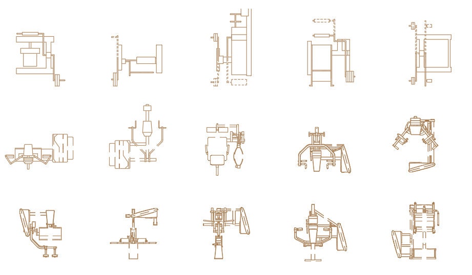 Autocad, DWG - 2D View and Plan - Gym Accessories Set - Etsy