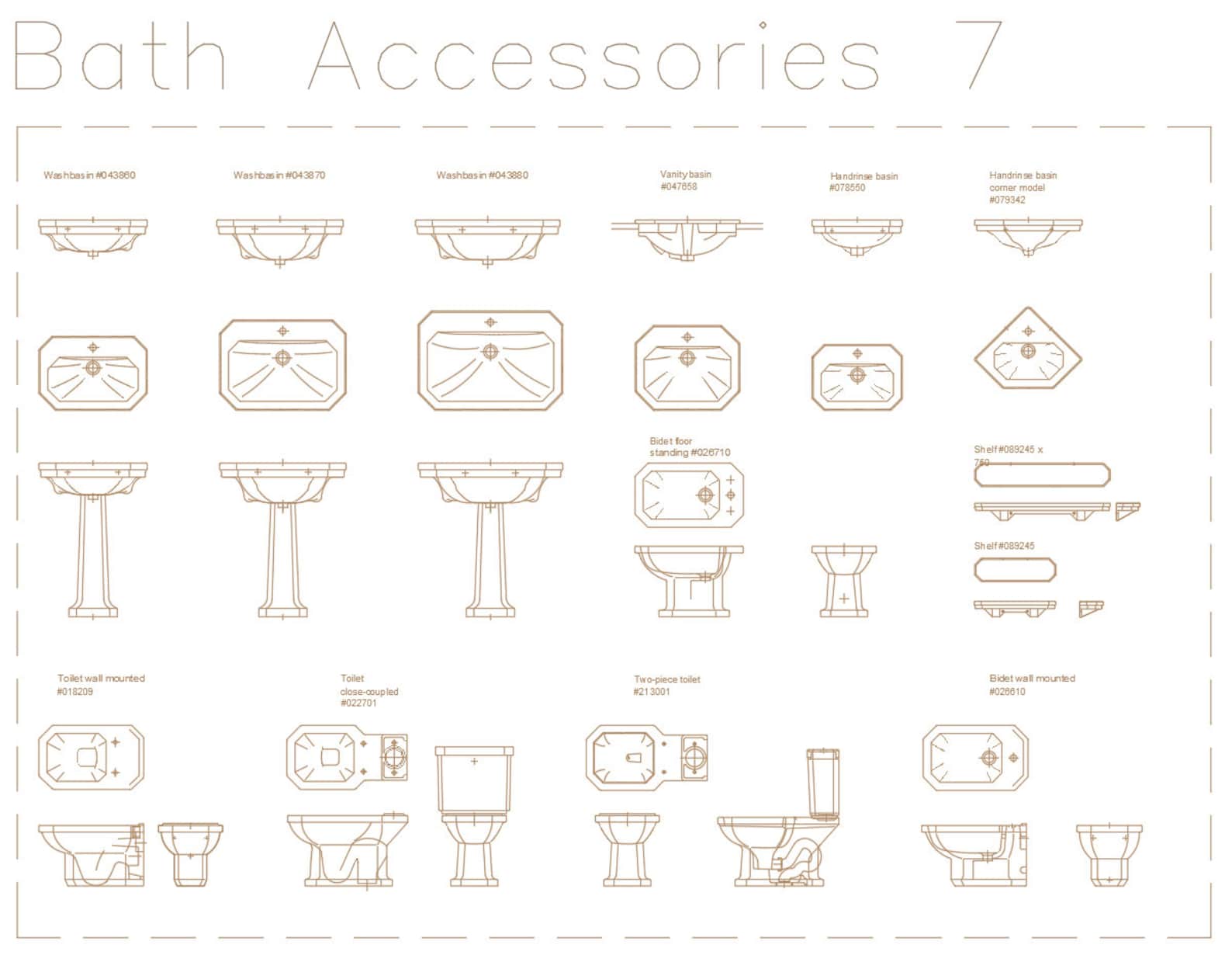 Autocad, DWG - 2D View and Plan - Bath Accessories Set 2 - Etsy