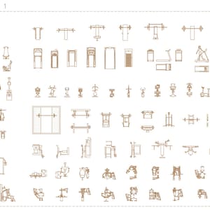 Autocad, DWG - 2D View and Plan - Gym Accessories Set 2 - Etsy