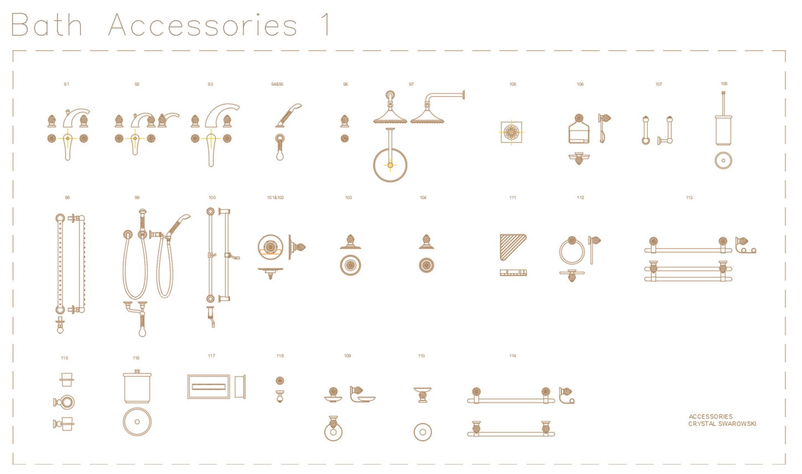 Autocad, DWG - 2D View and Plan - Bath Accessories Set 1 - Etsy