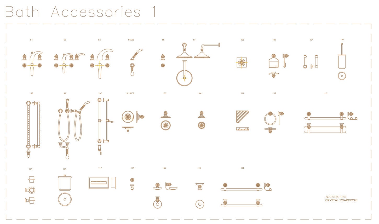 Autocad, DWG - 2D View and Plan - Bath Accessories Set 1 - Etsy