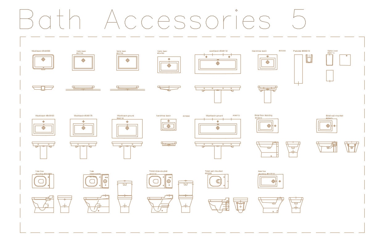 Autocad, DWG - 2D View and Plan - Bath Accessories Set 2 - Etsy