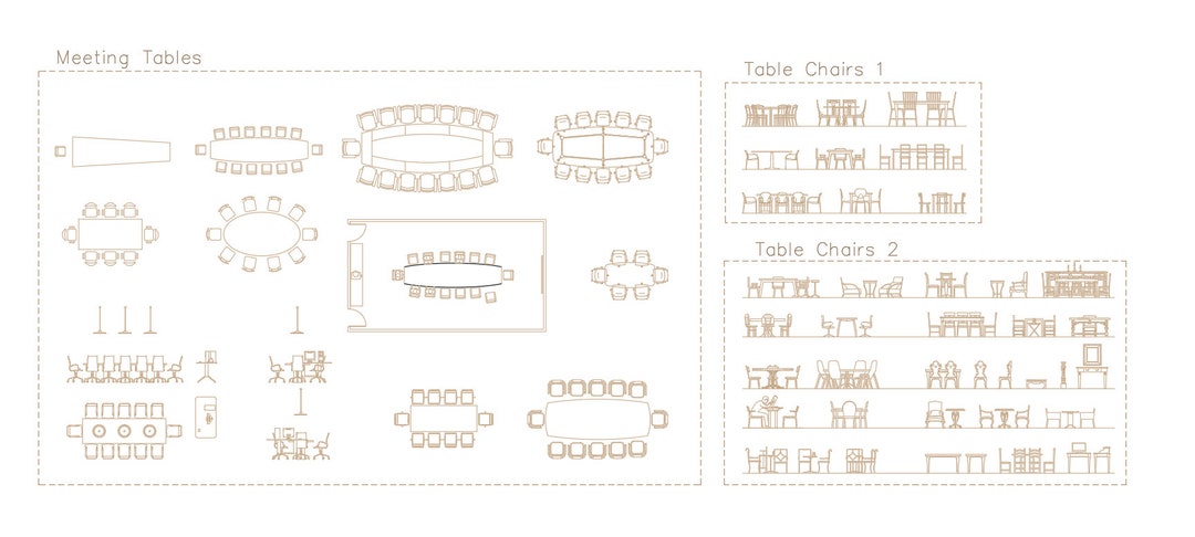 Premium Autocad Furniture Library: 50 Meeting Table and Chair Blocks - Etsy
