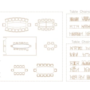 Premium Autocad Furniture Library: 50 Meeting Table and Chair Blocks - Etsy