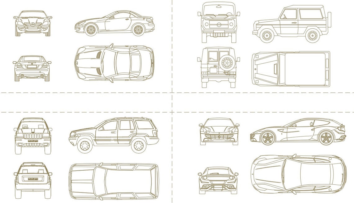 Autocad, DWG - 2D View and Plan Cars + Extra GIFT SURPRISE, Made Blocks ...