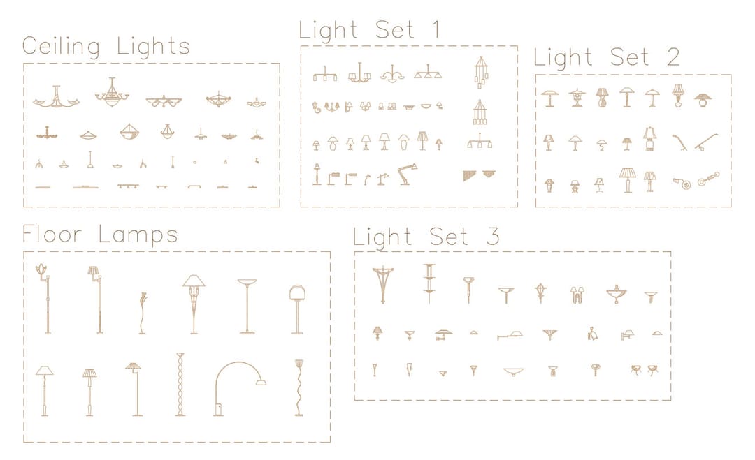 Autocad, DWG - 2D View and Plan - Light Sets and Ceiling Lights - Etsy