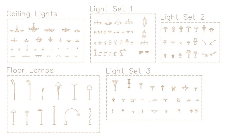 Autocad, DWG - 2D View and Plan - Light Sets and Ceiling Lights - Etsy