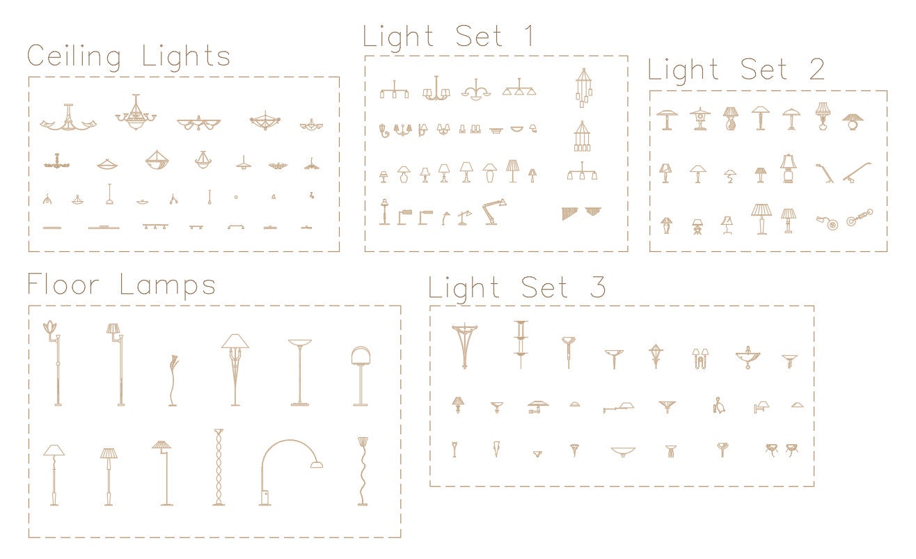 Autocad, DWG - 2D View and Plan - Light Sets and Ceiling Lights - Etsy