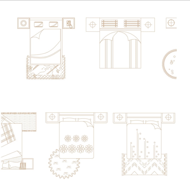 Premium Autocad Furniture Library: 38 Bed Plan Blocks - Etsy