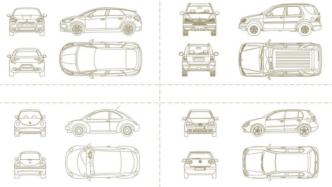 Autocad, DWG - 2D View and Plan Cars + Extra GIFT SURPRISE, Made Blocks ...