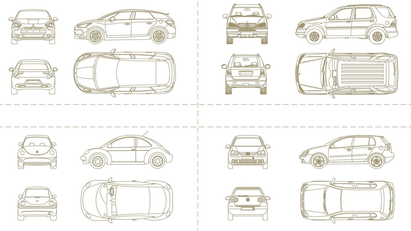 Autocad, DWG - 2D View and Plan Cars + Extra GIFT SURPRISE, Made Blocks ...