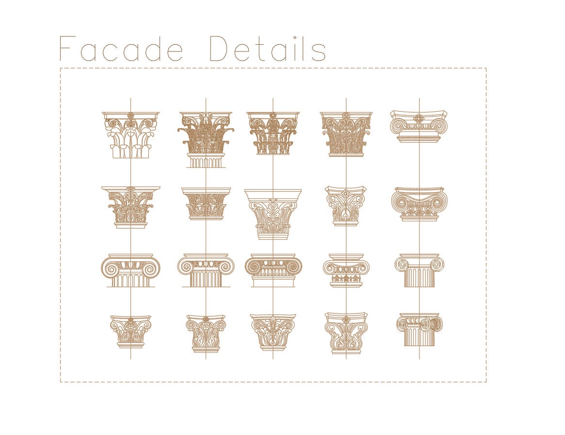 Premium Autocad Architectural Ornaments Library: 27 Statues and Facade ...