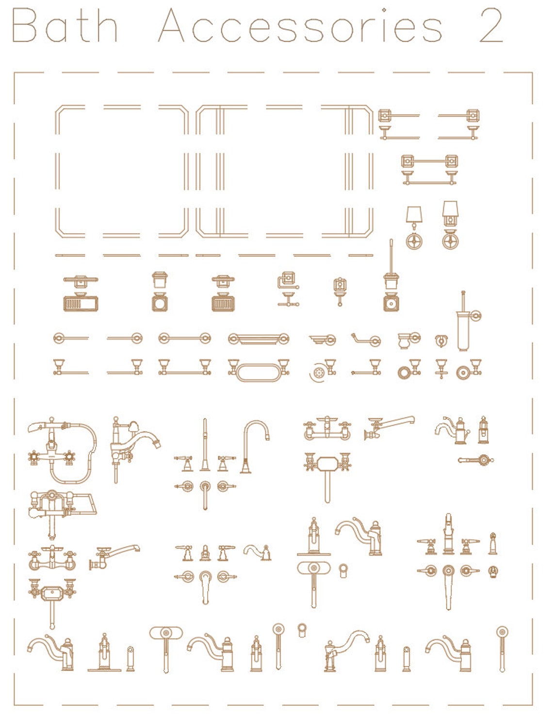 Autocad, DWG - 2D View and Plan - Bath Accessories Set 1 - Etsy