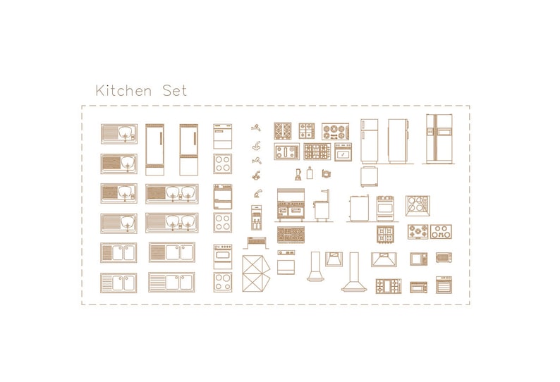 Premium Autocad Kitchen Furniture Library: 40 Design Blocks - Etsy