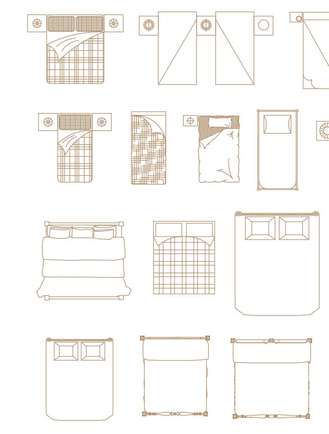 Mega Premium Autocad Furniture Library: 200 Complete Bedroom Furniture ...