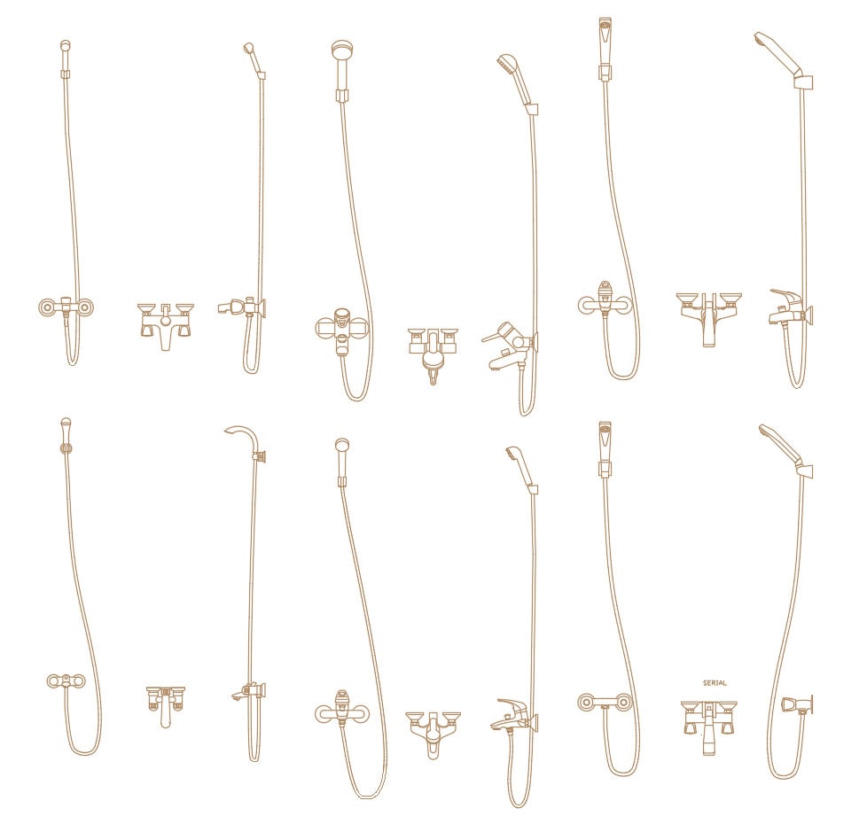 Autocad, DWG 2D View and Plan Bath Accessories Set 4 Faucets - Etsy