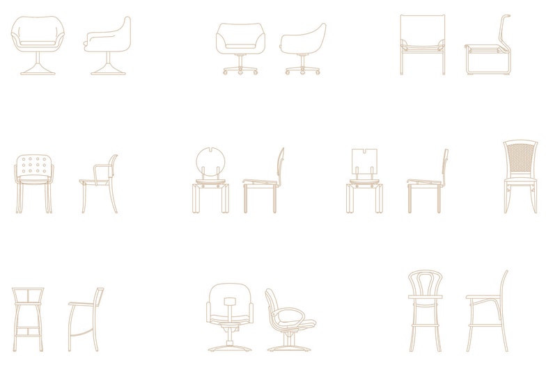 Premium Autocad Furniture Library: 60 Chair and Dining Table Blocks - Etsy