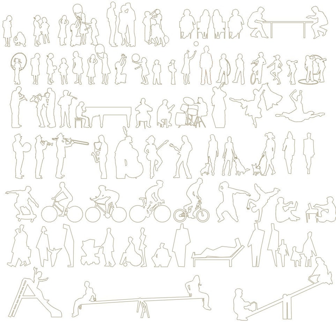 Autocad, DWG - 2D View and Plan People, Made Blocks - Etsy