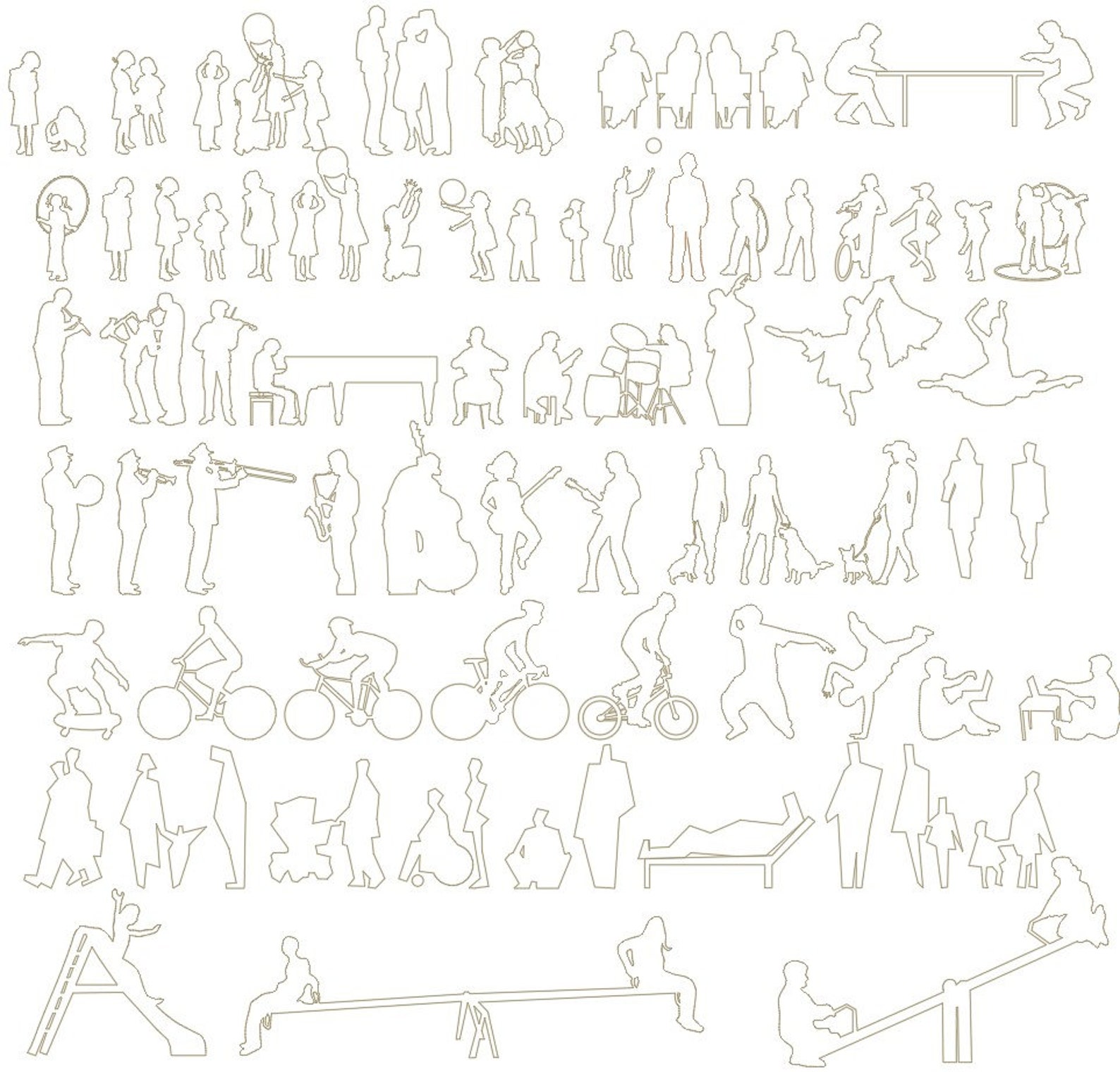 Autocad, DWG - 2D View and Plan People, Made Blocks - Etsy