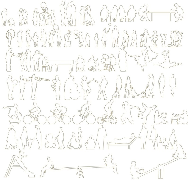 Autocad, DWG - 2D View and Plan People, Made Blocks - Etsy