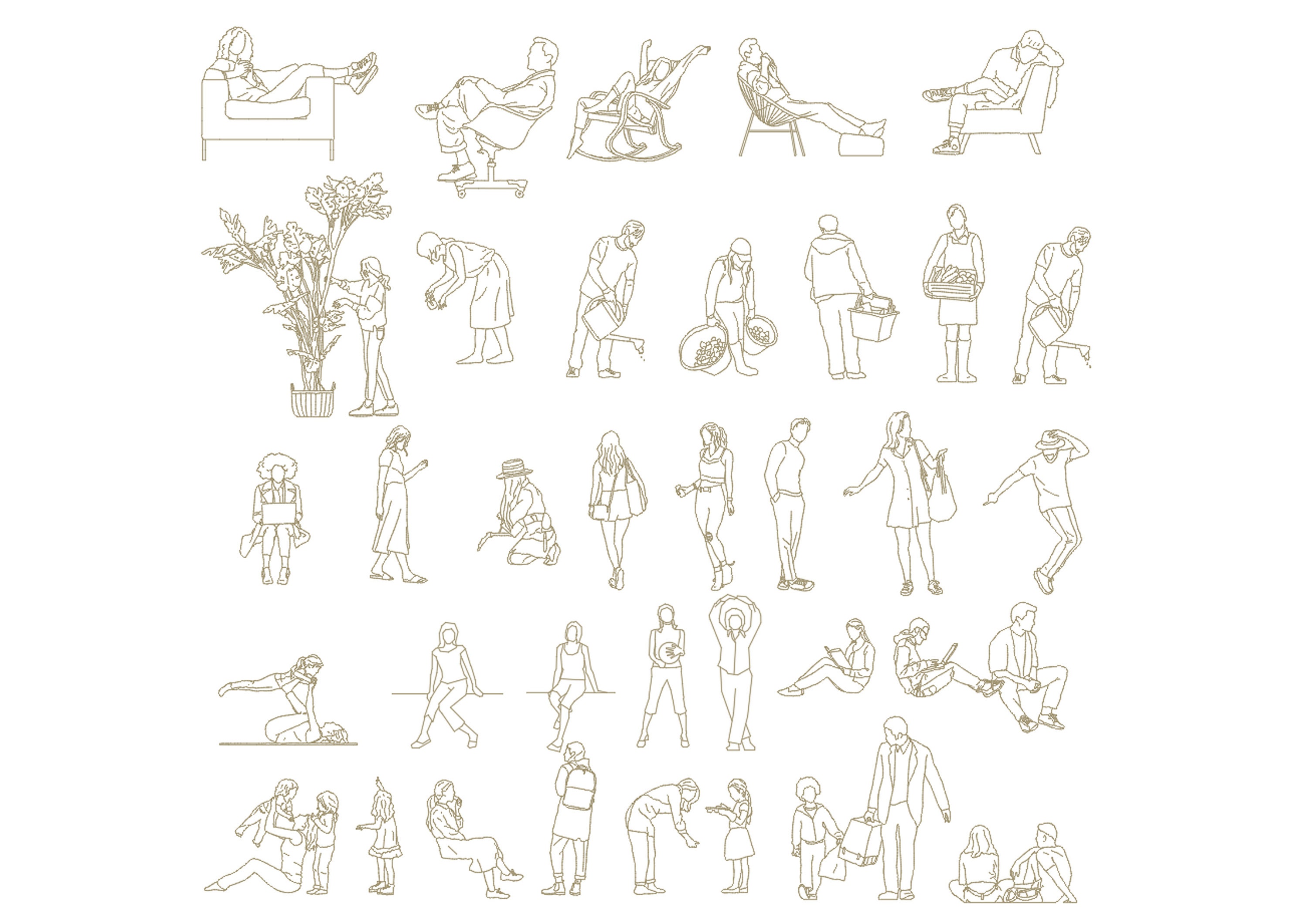 Autocad, DWG - 2D View and Plan People, Made Blocks - Etsy