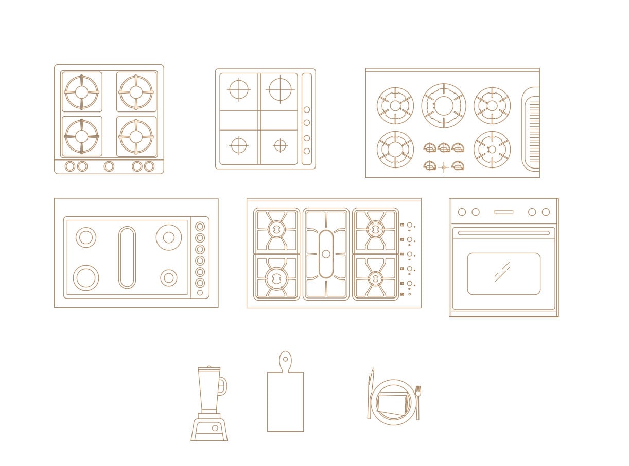 Premium Autocad Kitchen Furniture Library: 40 Design Blocks - Etsy