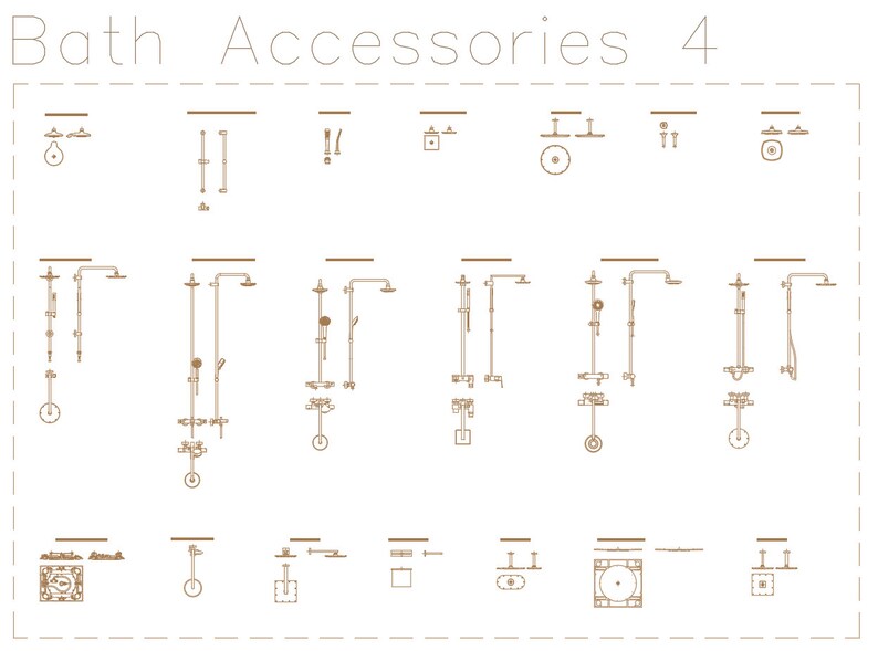 Autocad, DWG - 2D View and Plan - Bath Accessories Set 2 - Etsy