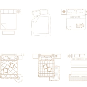Premium Autocad Furniture Library: 38 Bed Plan Blocks - Etsy