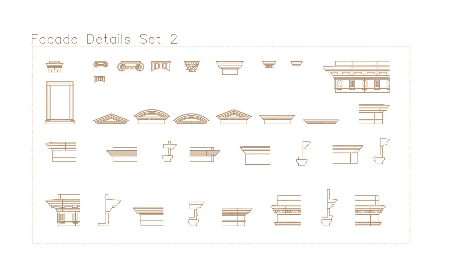 Premium Autocad Facade Details Library: 50 Blocks - Etsy