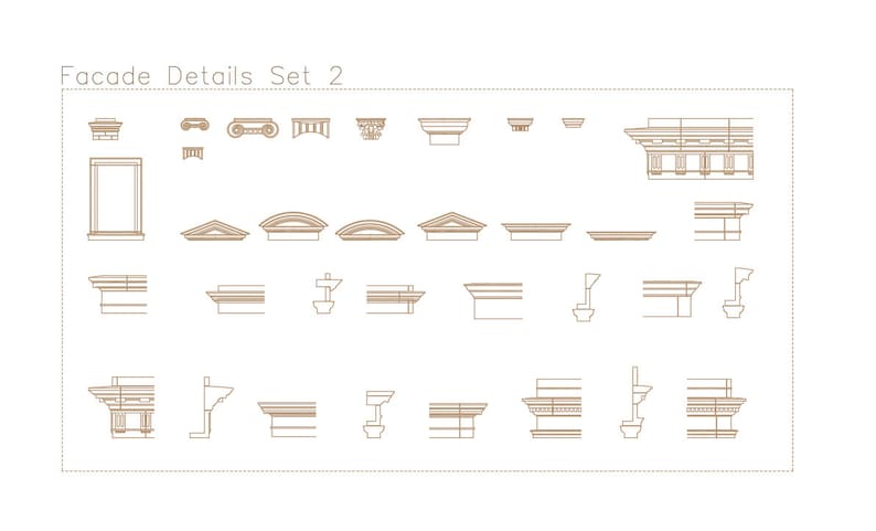 Premium Autocad Facade Details Library: 50 Blocks - Etsy