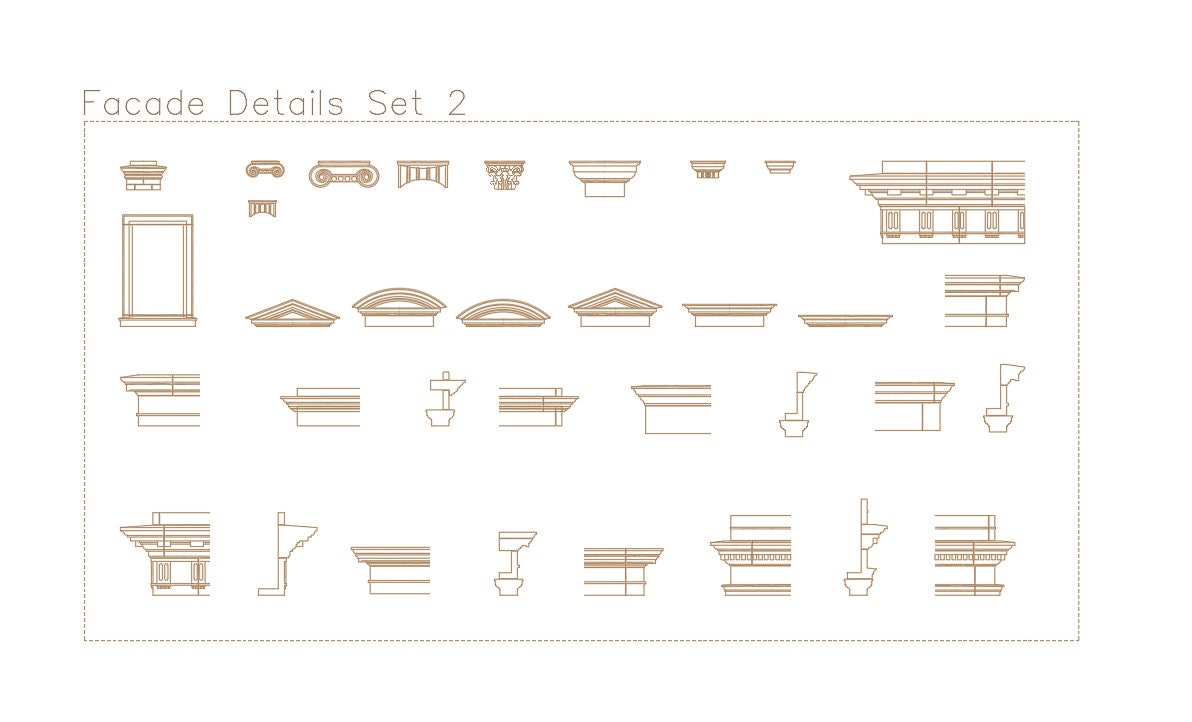 Premium Autocad Facade Details Library: 50 Blocks - Etsy
