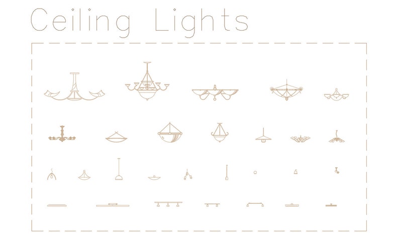 Autocad, DWG - 2D View and Plan - Light Sets and Ceiling Lights - Etsy