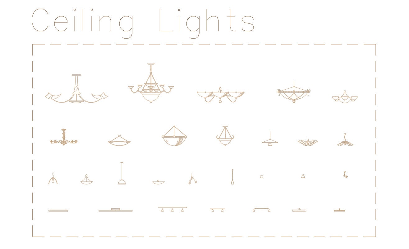 Autocad, DWG - 2D View and Plan - Light Sets and Ceiling Lights - Etsy