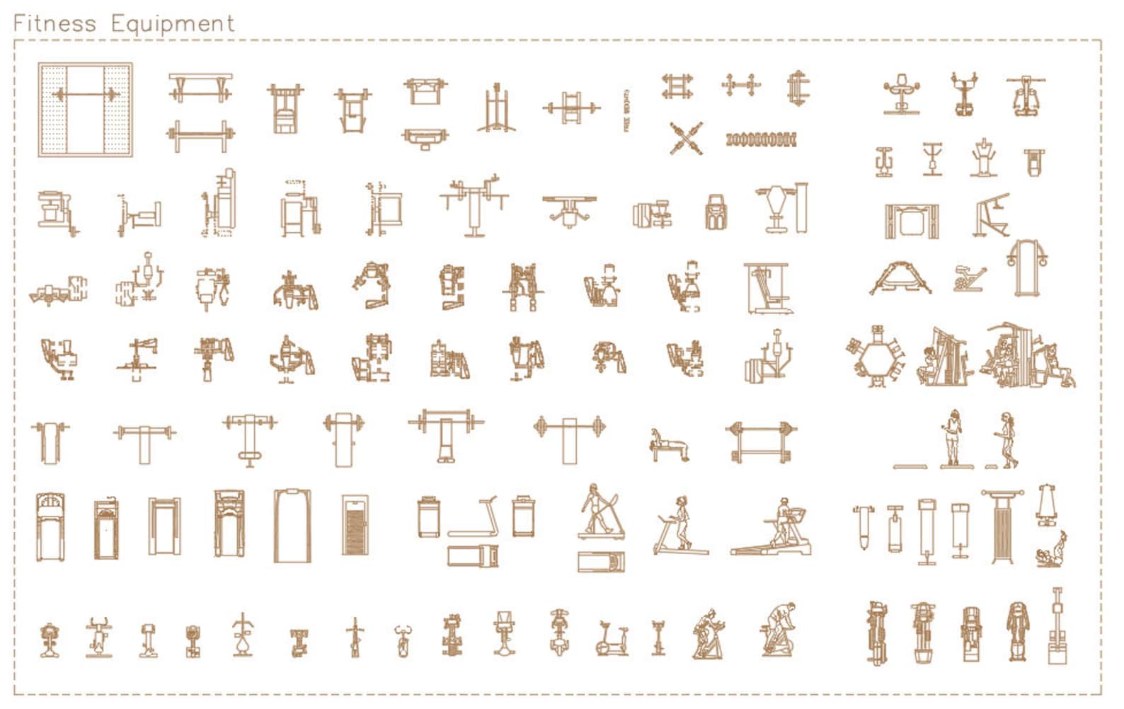 Autocad, DWG - 2D View and Plan - Gym Accessories Set - Etsy
