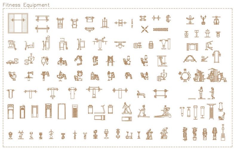 Autocad, DWG - 2D View and Plan - Gym Accessories Set - Etsy