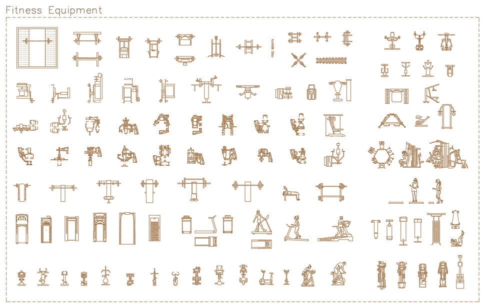 Autocad, DWG - 2D View and Plan - Gym Accessories Set - Etsy