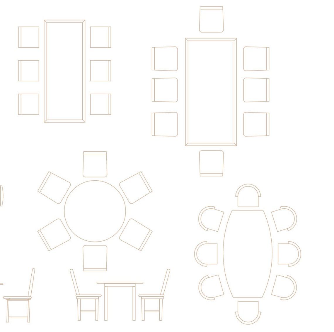 Premium Autocad Furniture Library: 60 Chair and Dining Table Blocks - Etsy