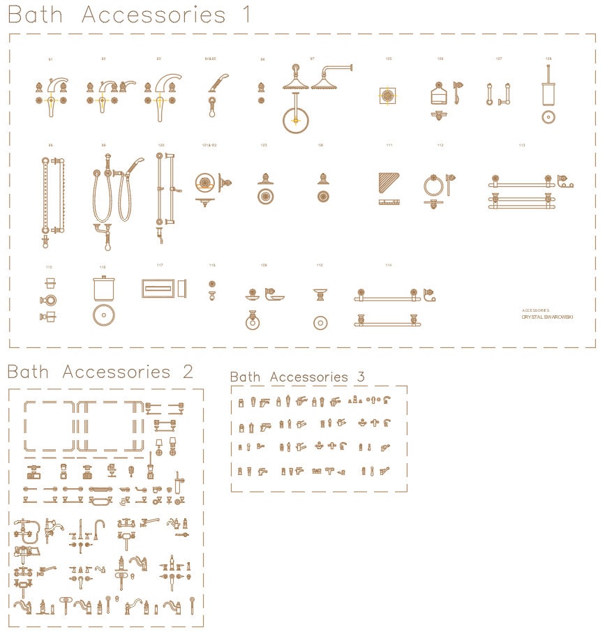Autocad, DWG - 2D View and Plan - Bath Accessories Set 1 - Etsy