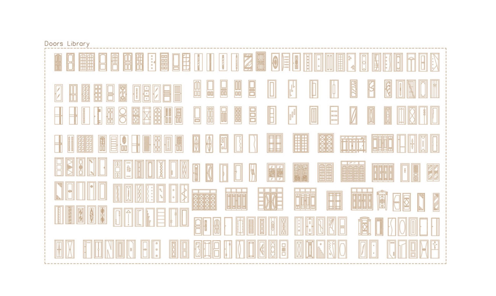 Premium Autocad Furniture Library: 100 Door Blocks - Etsy