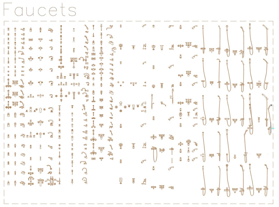 Autocad, DWG - 2D View and Plan - Bath Accessories Set 4 - Faucets - Etsy