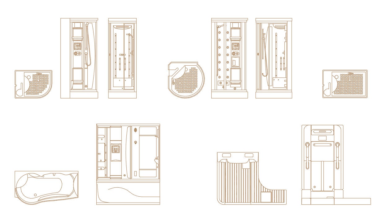 Autocad, DWG - 2D View and Plan - Bath Accessories Set 6 - Showers - Etsy