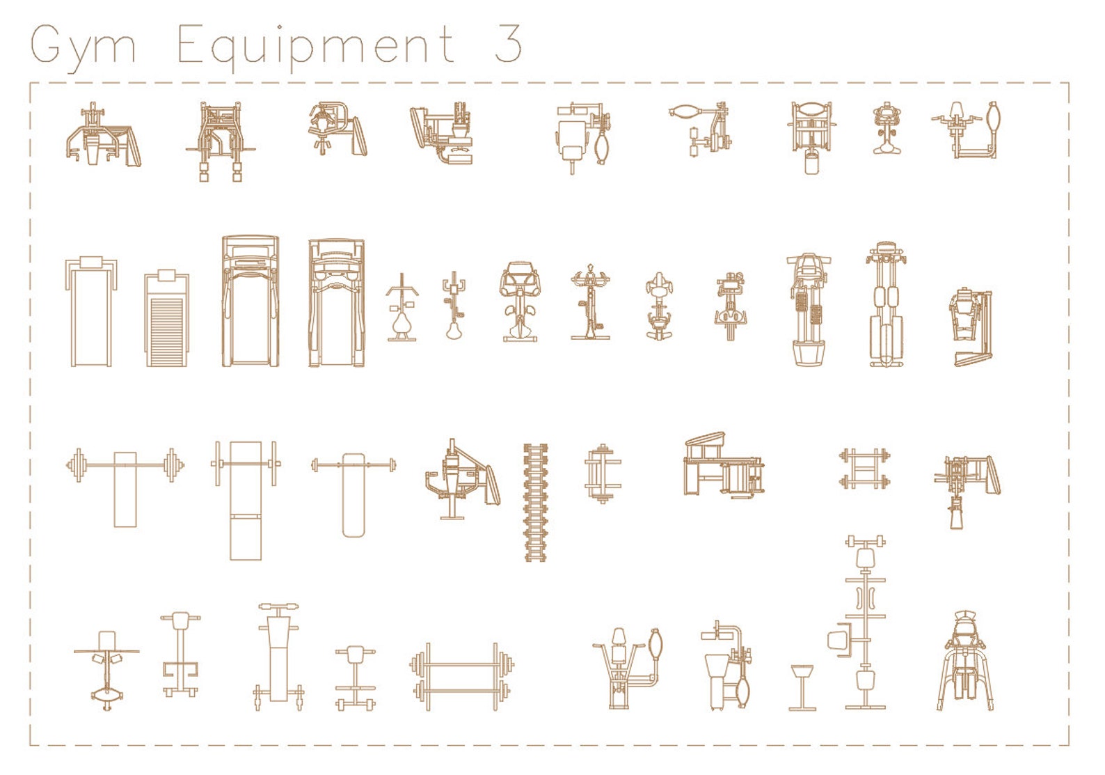 Autocad, DWG - 2D View and Plan - Gym Accessories Set 2 - Etsy